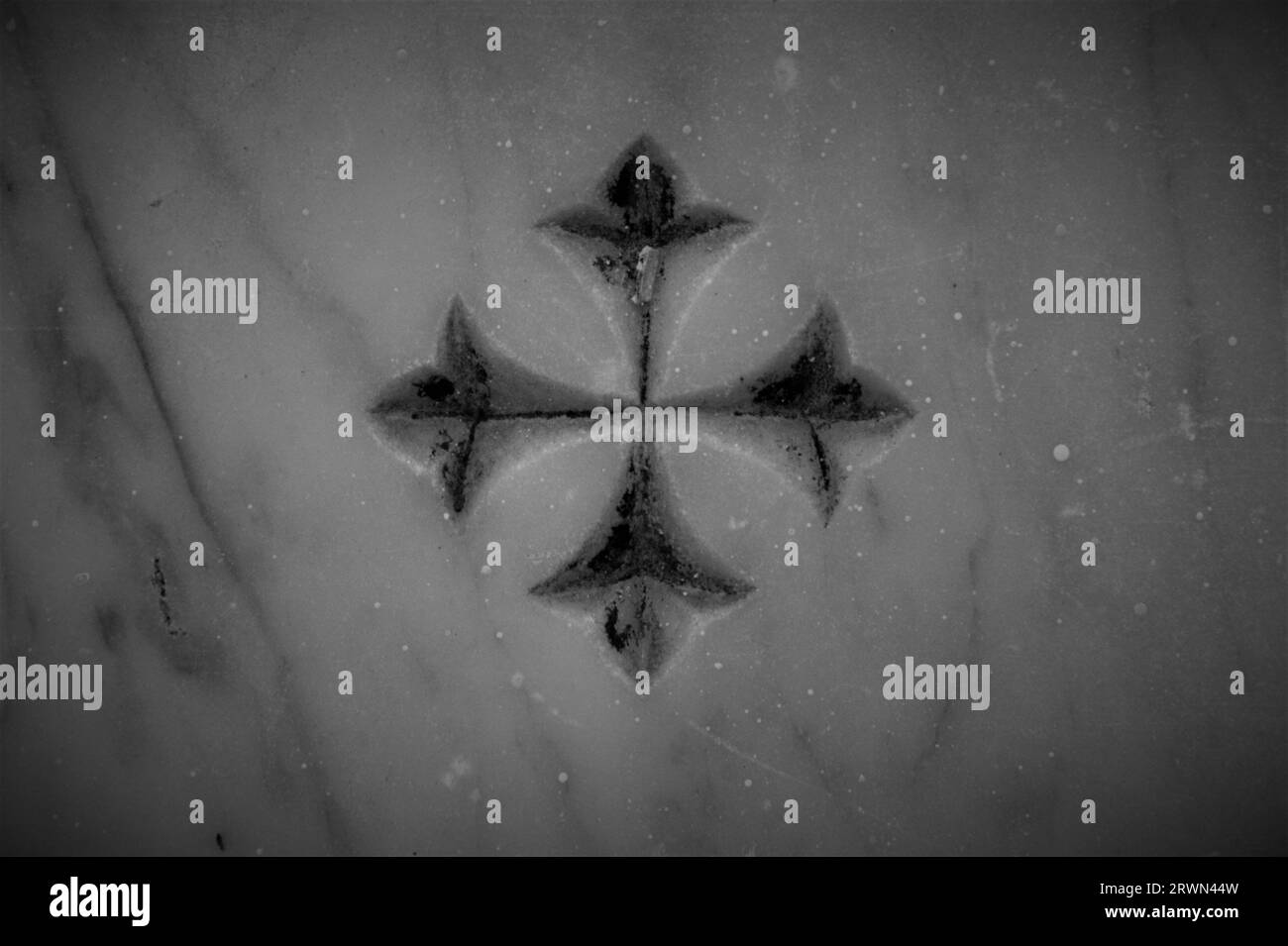 Ancient granite Christian cross. Antique style cross in granite. Black ...