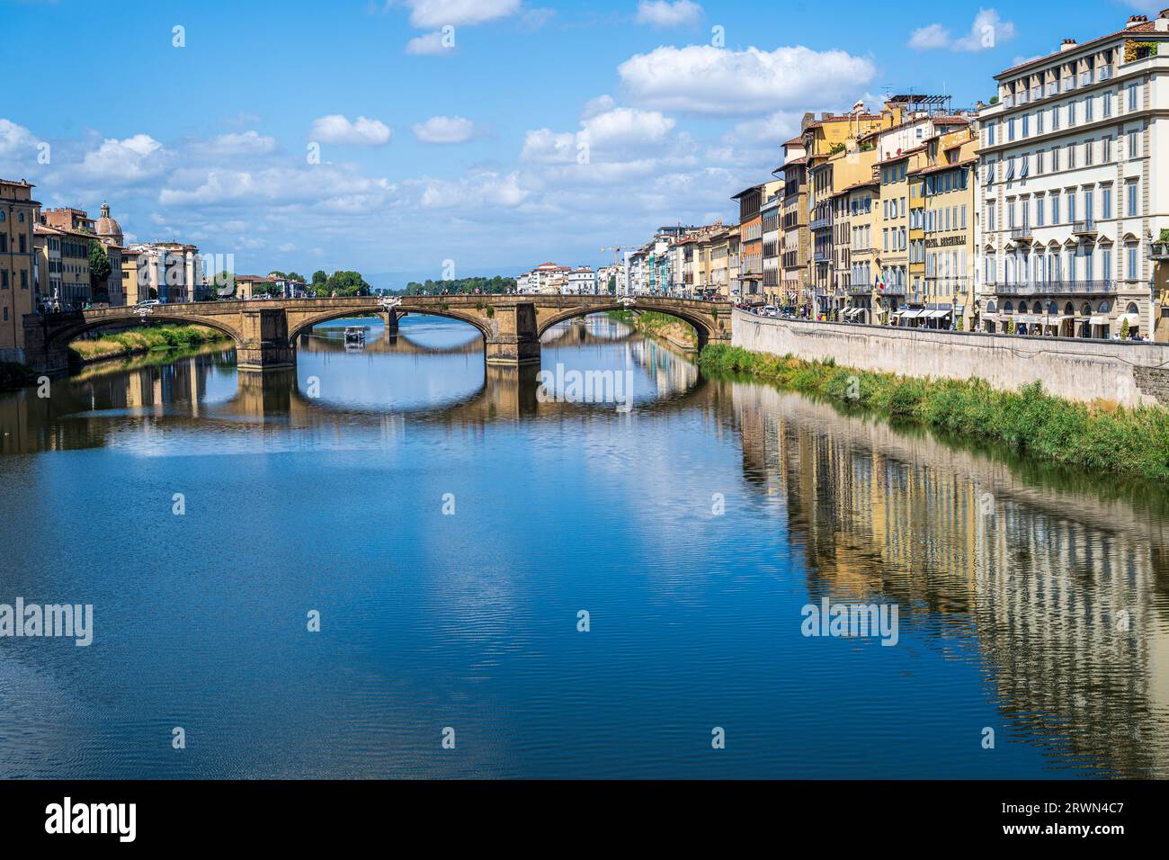 A photo of the Holy Trinity Bridge (Ponte Santa Trinita) over the river ...