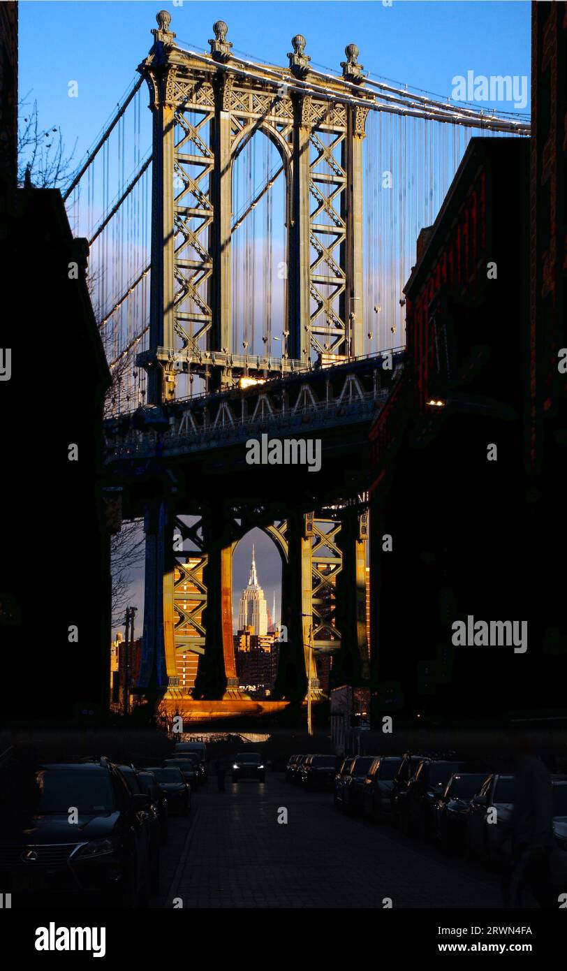 Early Morin DUMBO with the Empire State Building in the background ...