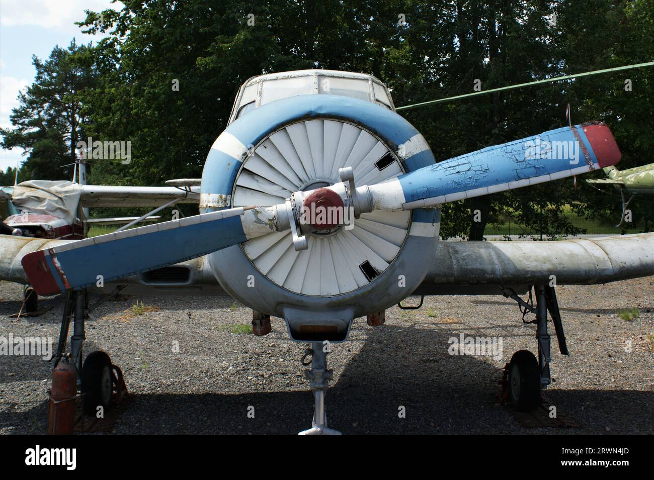 Front view of an old airplane. Aircraft propeller Stock Photo - Alamy