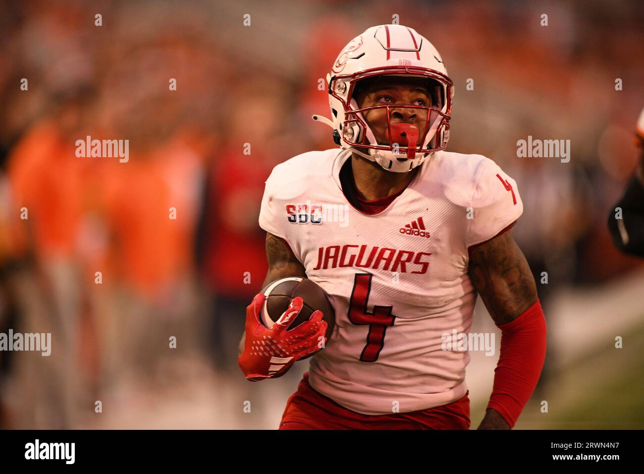 South Alabama Jaguars wide receiver Caullin Lacy (4) runs a touchdown during the first half of ...