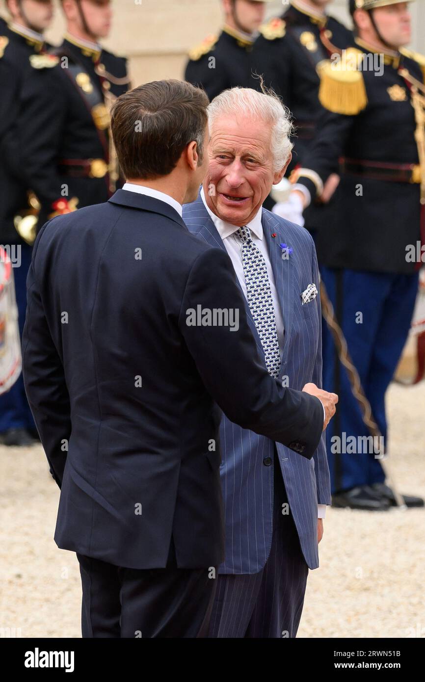 Paris, France. 20th Sep, 2023. King Charles III and French President ...