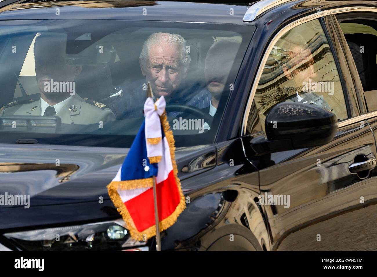 Paris, France. 20th Sep, 2023. King Charles III arrives at the Elysee ...