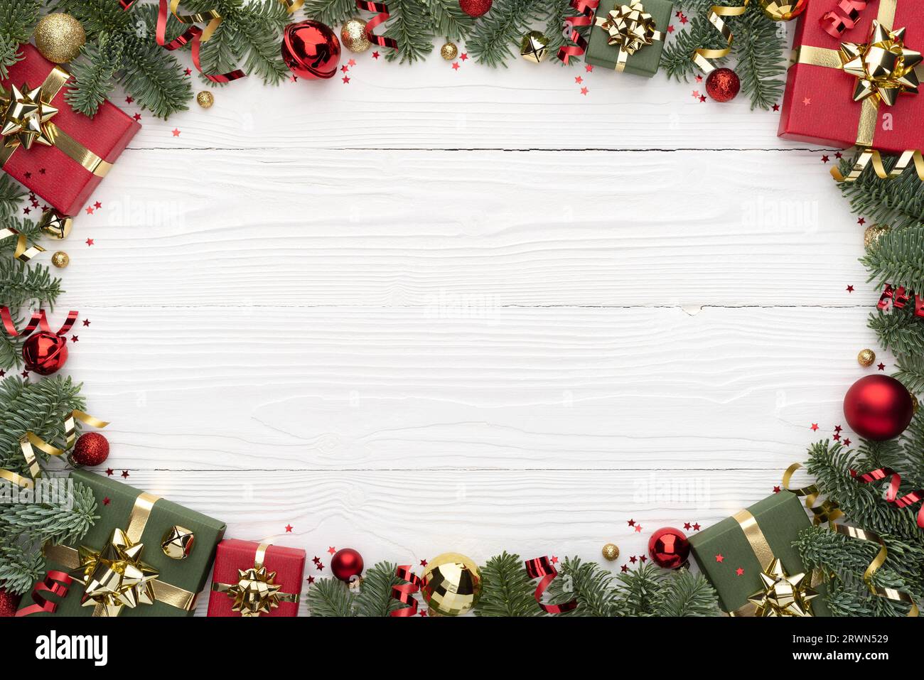 White Christmas Background with Ornament Frame Stock Photo - Alamy