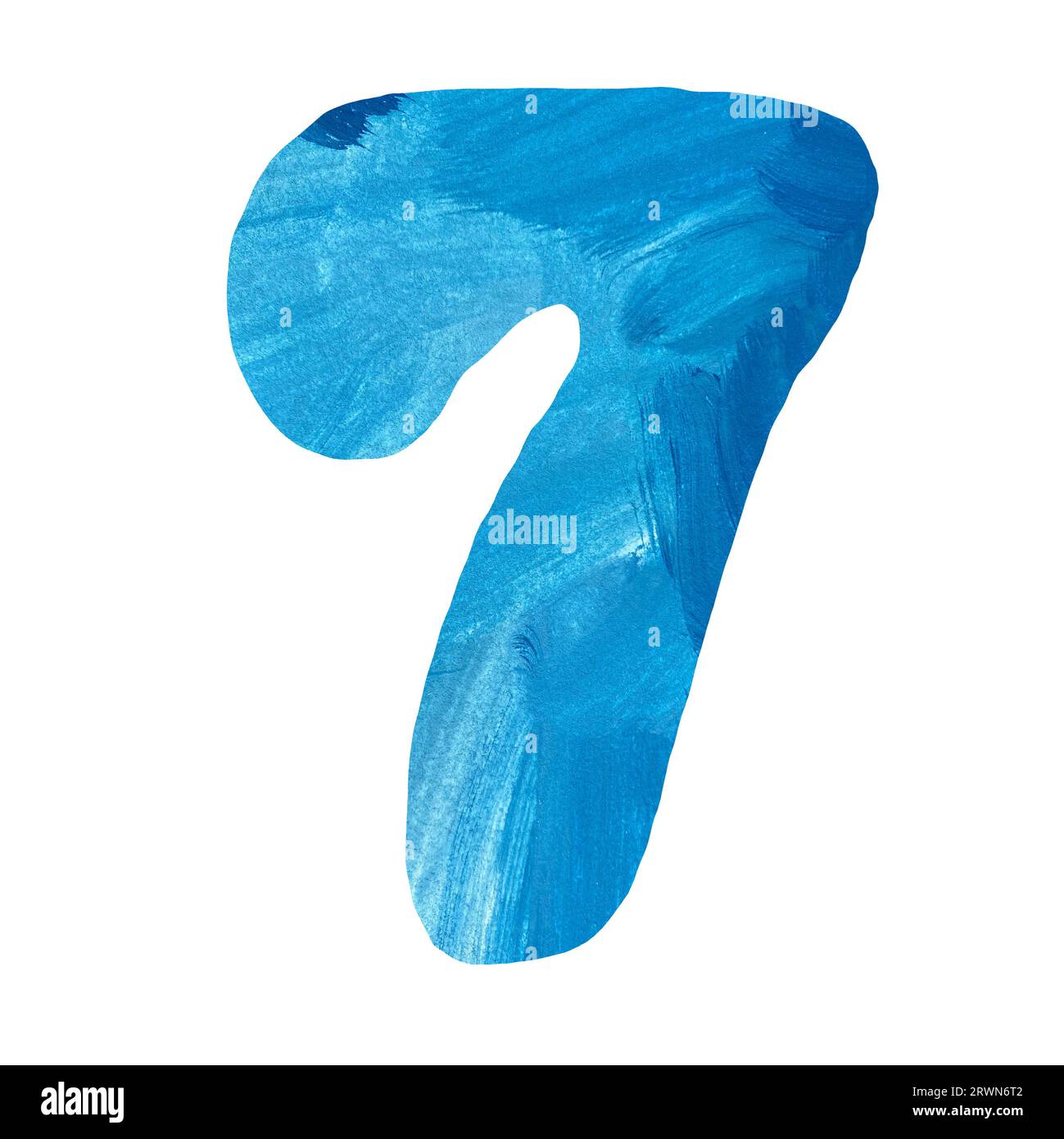 Number seven blue watercolor hand drawn sketch Stock Photo - Alamy