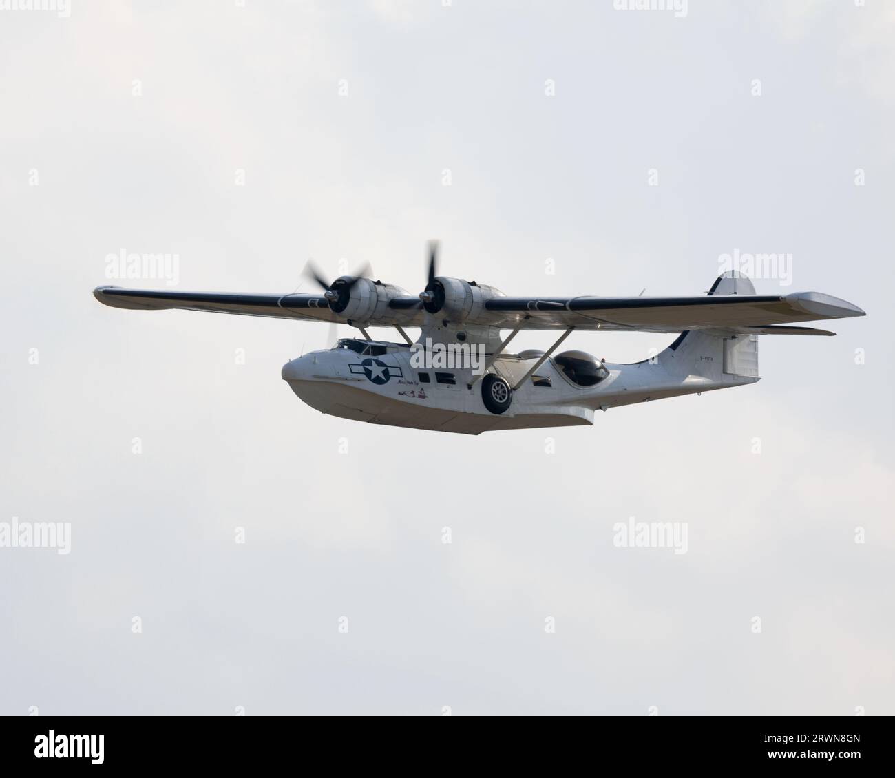 Preserved PBY-5A Catalina flying boat flying at a Duxford air show ...