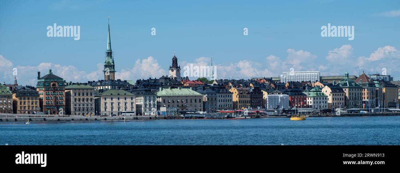 Gamla Stan, panoramic view of Old Town, Stockholm Sweden. Traditional ...