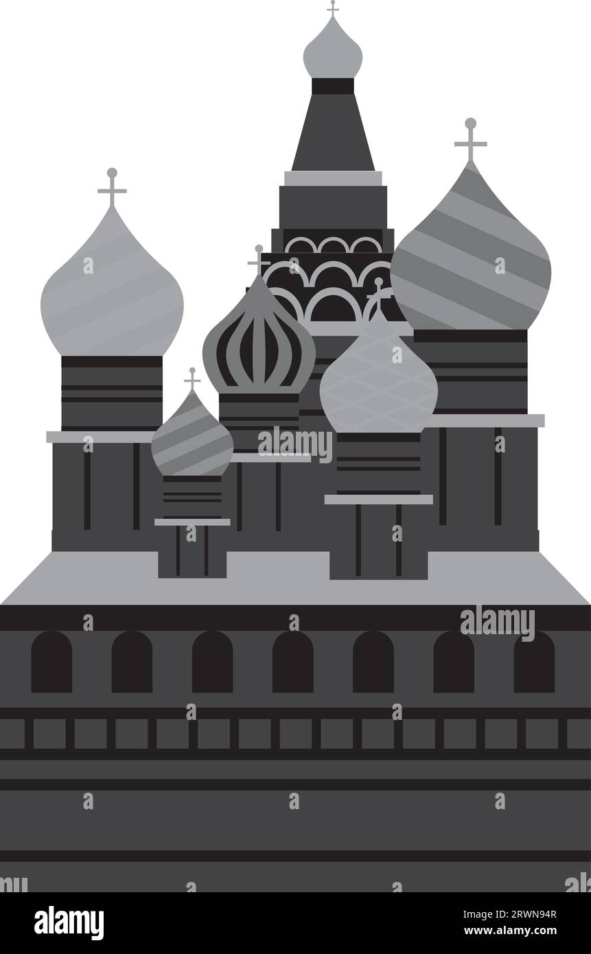 Simple monochromatic flat drawing of the SAINT BASIL'S CATHEDRAL ...