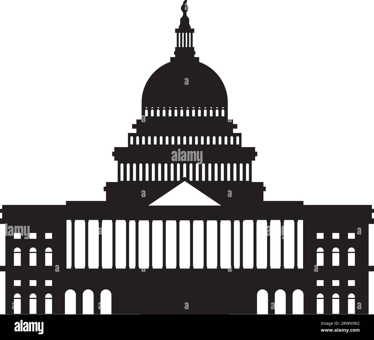 Simple black flat drawing of the UNITED STATES CAPITOL, WASHINGTON DC ...