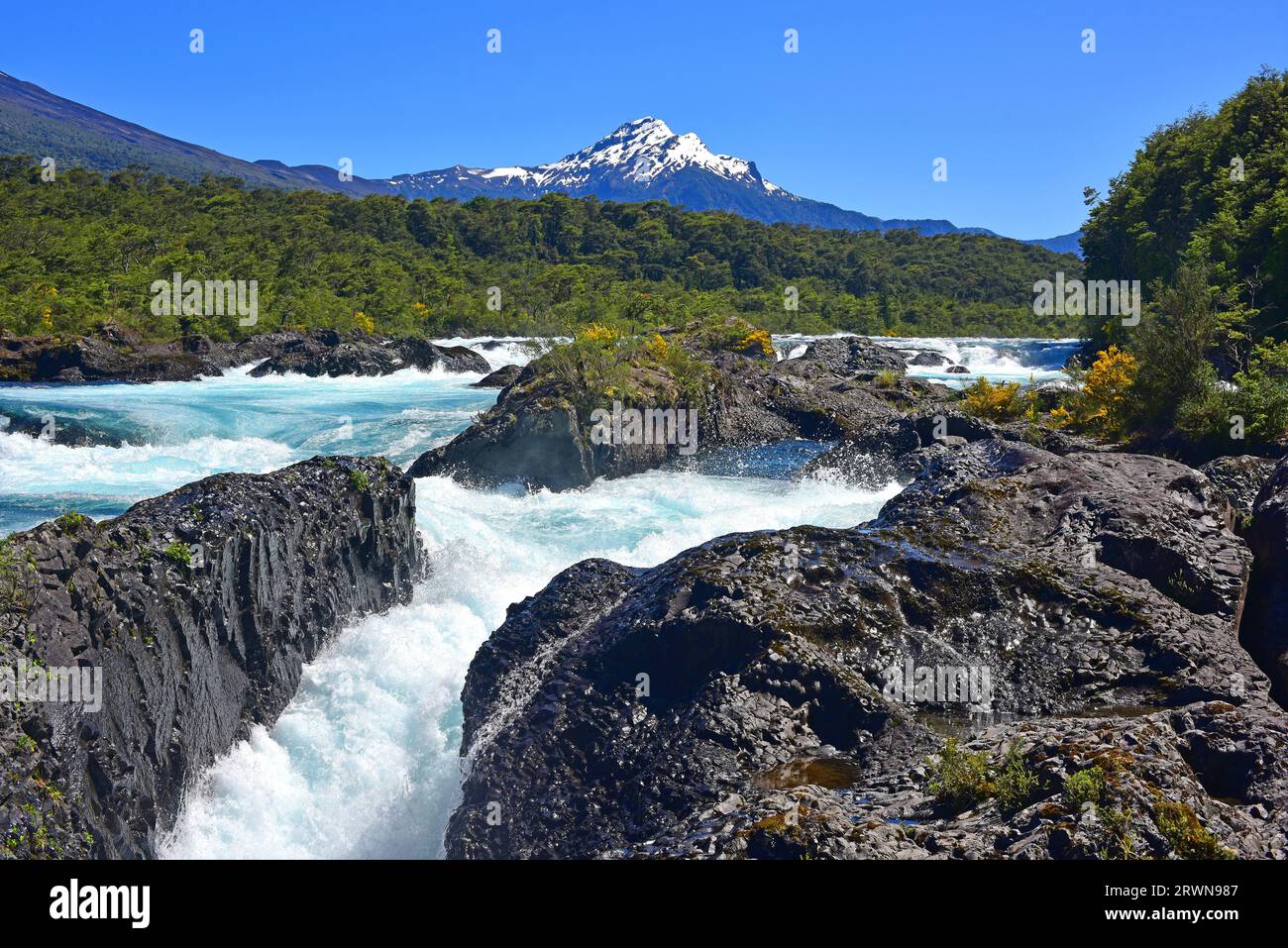 Vicente Perez Rosales National Park, Calbuco volcano and Petrohue river ...