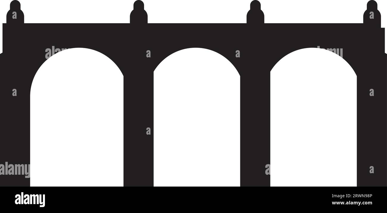 Simple black flat drawing of the ROMAN AQUEDUCT, ITALY Stock Vector ...