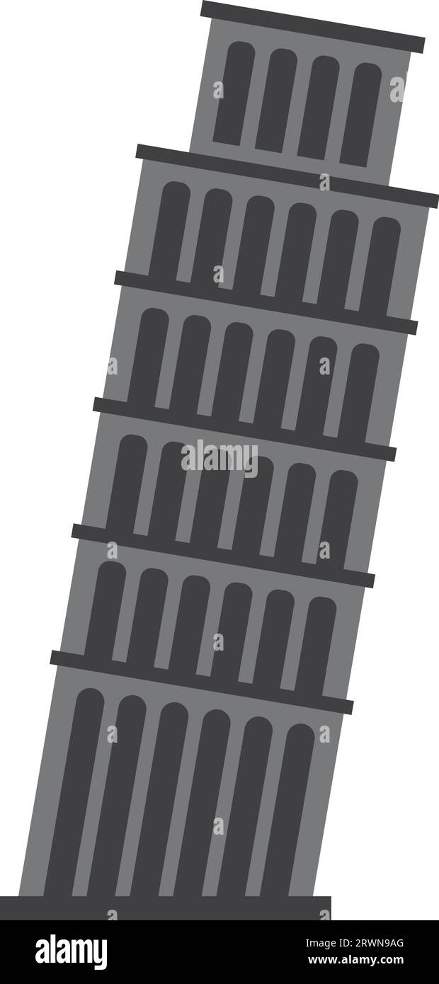 Simple monochromatic flat drawing of the LEANING TOWER OF PISA, PISA ...