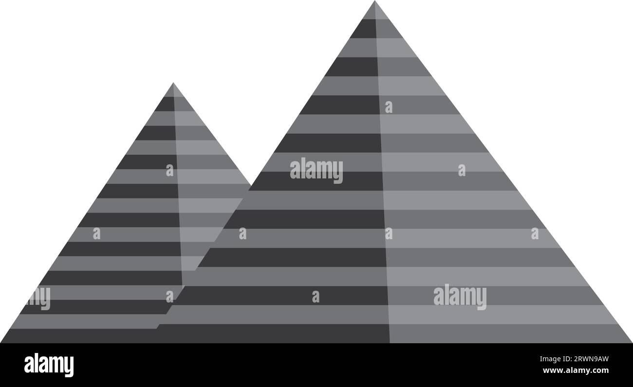 Simple monochromatic flat drawing of the GIZA PYRAMID COMPLEX, GIZA ...