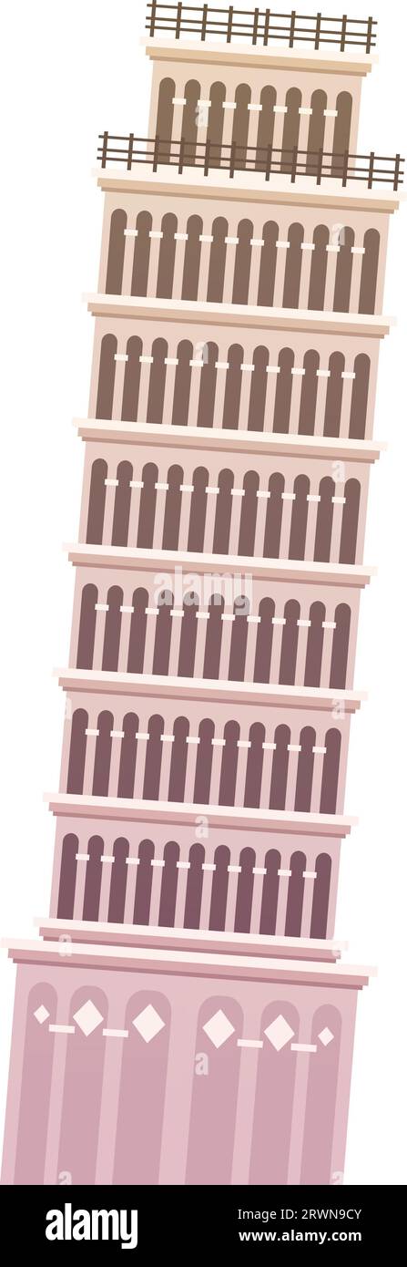 Simple colorful flat drawing of the LEANING TOWER OF PISA, PISA Stock ...