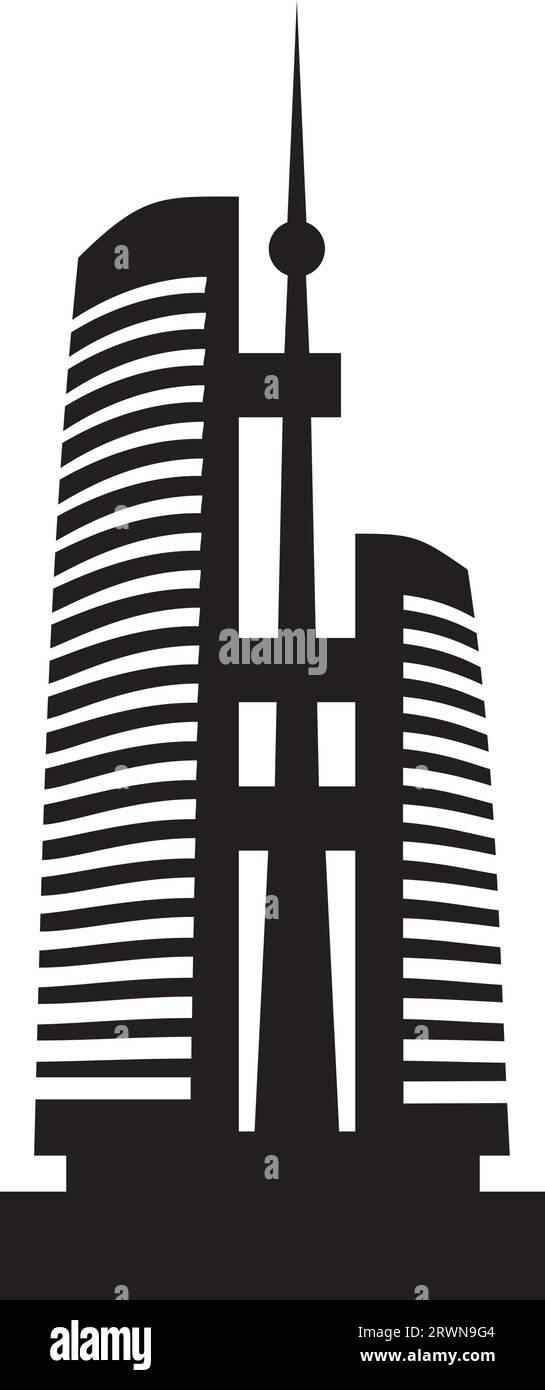 Simple black flat drawing of the BASHNYA FEDERATSIYA (FEDERATION TOWER), MOSCOW Stock Vector ...