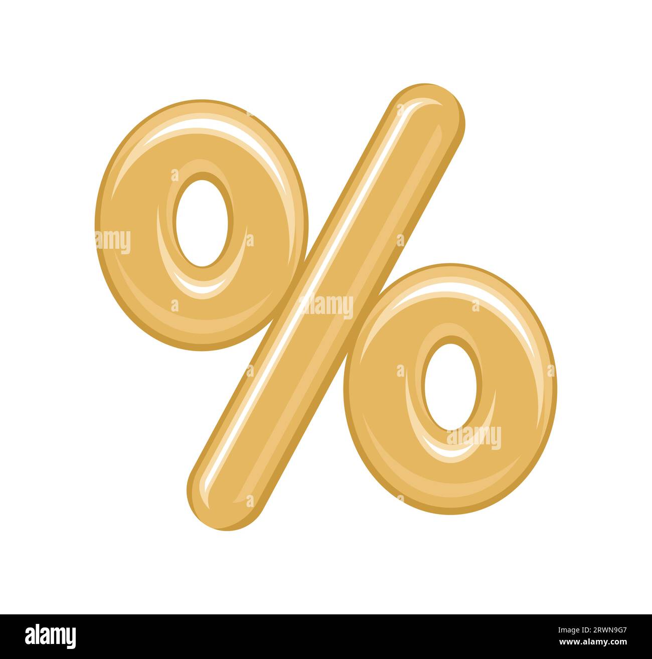 Gold balloon in the form of a percent sign isolated on a white ...