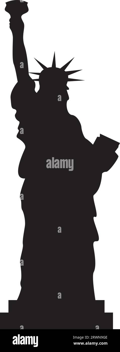 Simple black flat drawing of the STATUE OF LIBERTY, NEW YORK CITY Stock ...