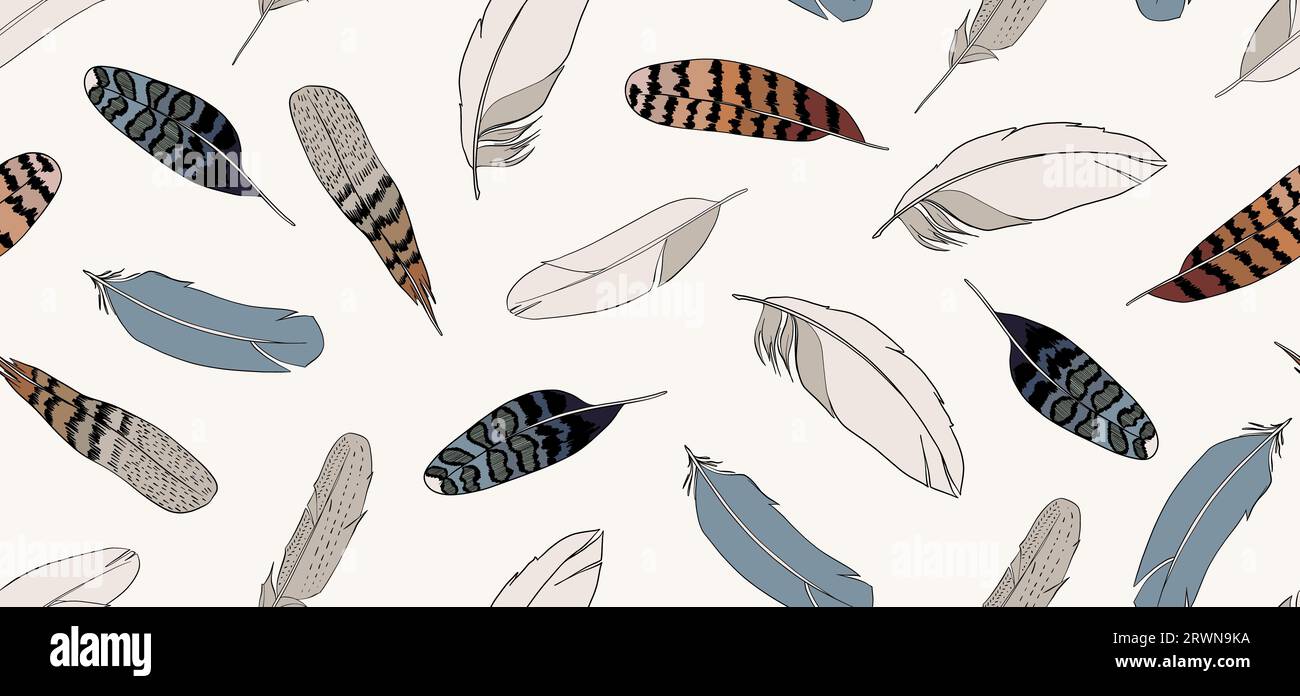 Seamless pattern with feathers. Vector illustration Stock Vector Image ...