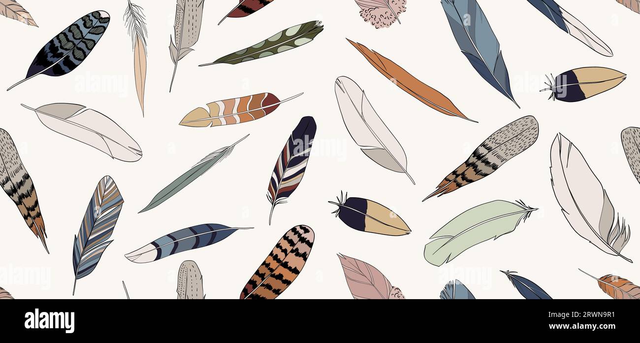 Seamless pattern with feathers. Vector illustration Stock Vector Image ...