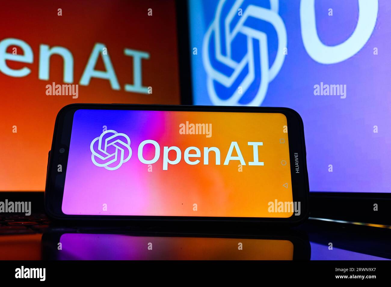 In this photo illustration a Open AI logo is displayed on a smartphone ...