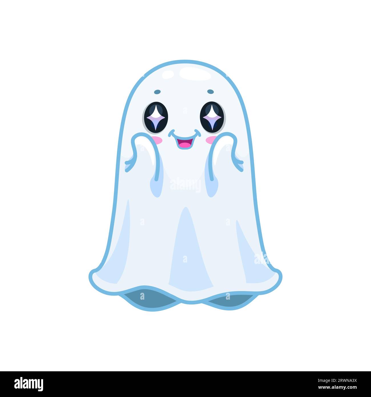 Halloween kawaii ghost character, isolated cartoon vector charming ...
