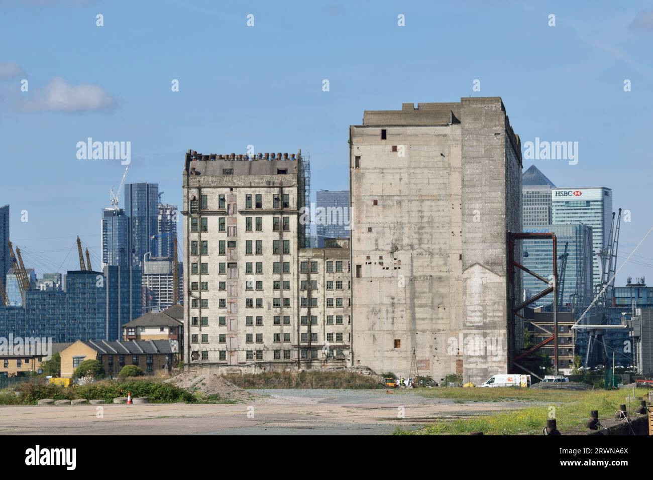 View, looking West, of the Millennium Mills building in the Silvertown ...