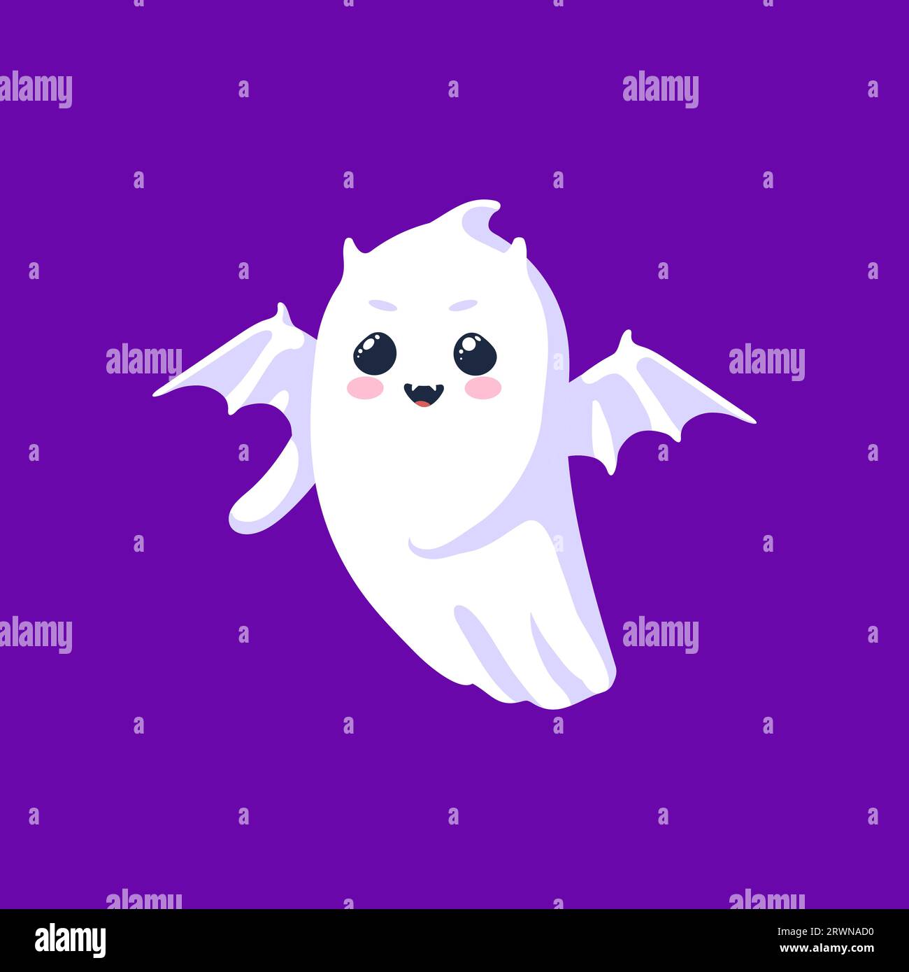 Halloween kawaii ghost character. Isolated cartoon vector funny spook ...