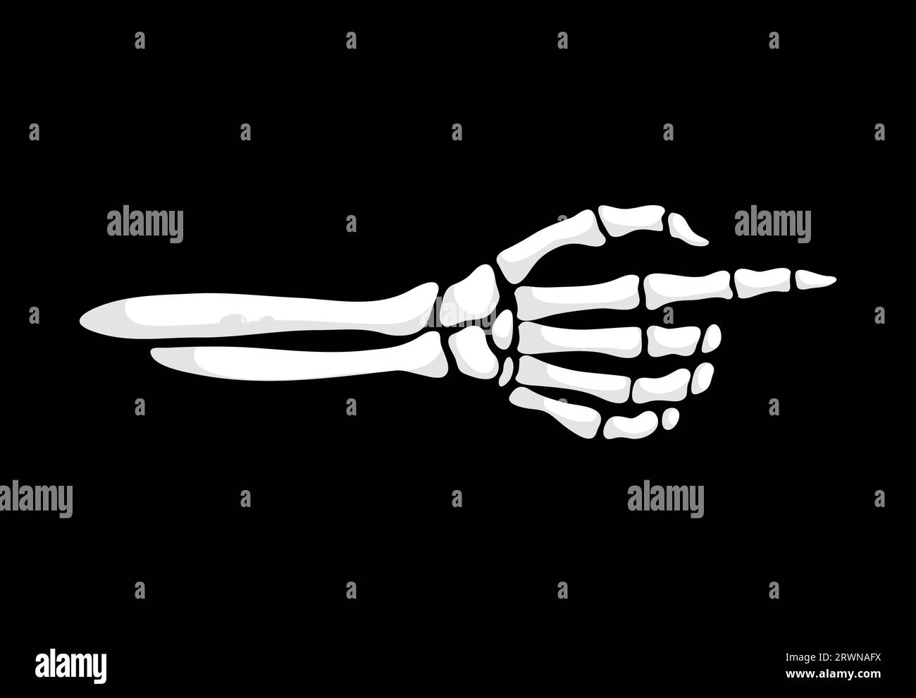 Skeleton hand pointing gesture. Isolated vector skeletal arm extends ...