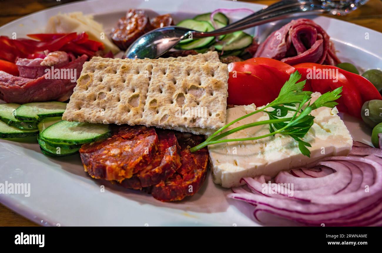 Starters Romanian food at Restaurant Hanu lui Manuc in Bucharest ...