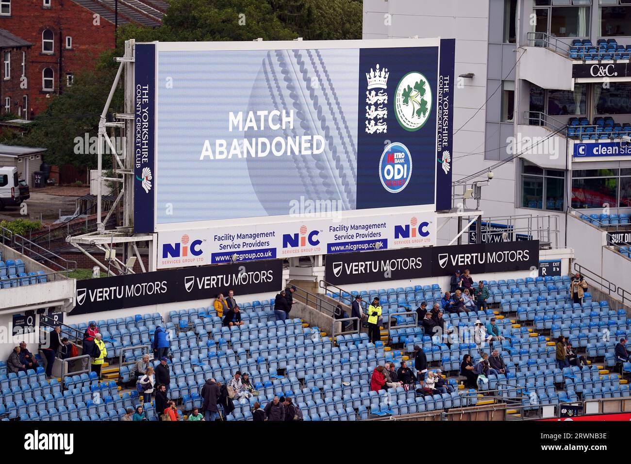 Match abandoned displayed on the big screen after rain wipes out the ...