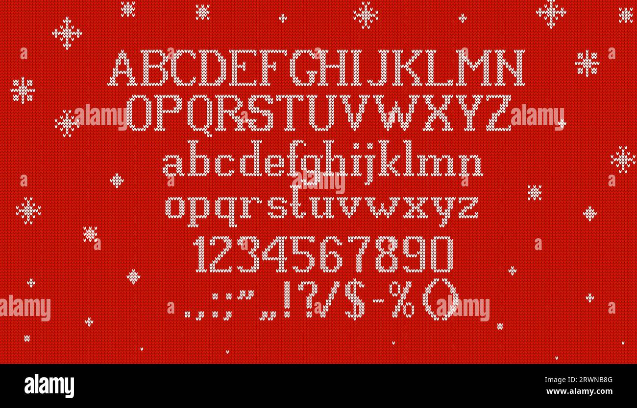 Sweater Christmas font or type. Holiday typeface, knit alphabet ...