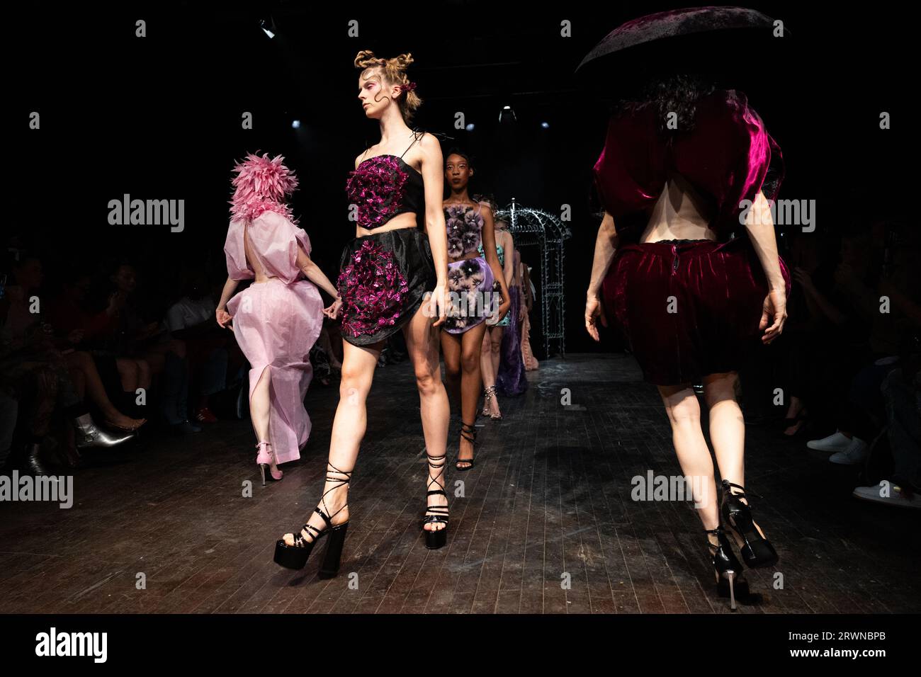 London, UK. September 17, 2023. Models on the catwalk at the Karina ...
