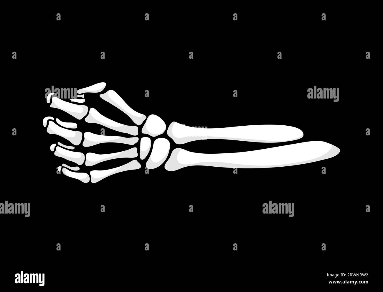 Skeleton hand gesture, isolated vector skeletal arm clenches into a ...