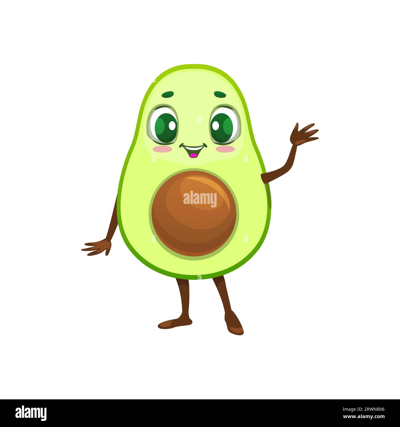 Cartoon Mexican cheerful avocado character with smile and waving hand ...