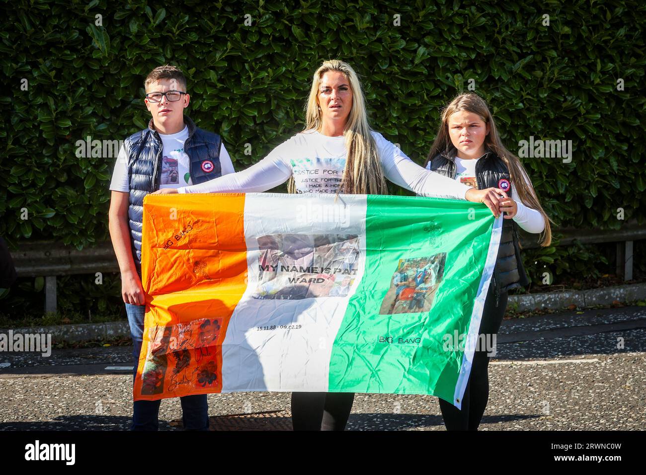 Ellen Ward, widow of Patrick Ward, with their children Tom and Leonie ...