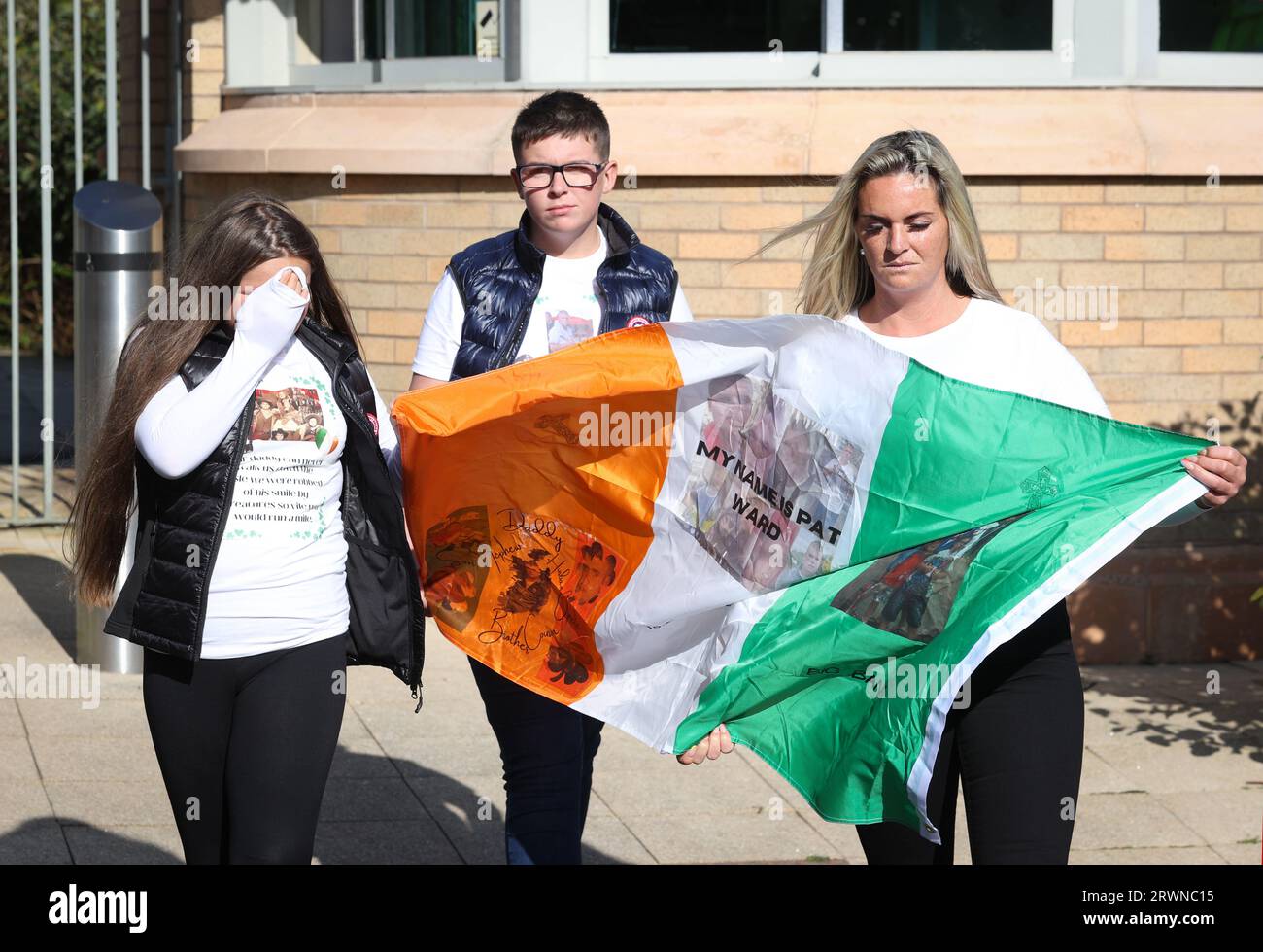 Ellen Ward, widow of Patrick Ward, with their children Tom and Leonie ...