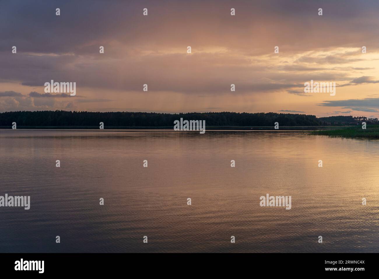 Beautiful summer sunset over the lake Stock Photo - Alamy