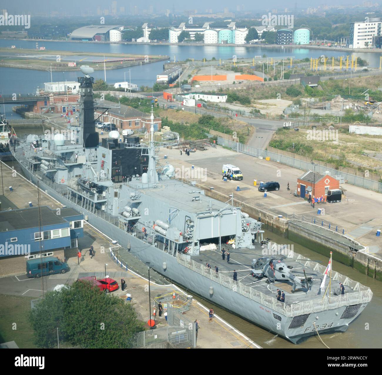 HMS IRON DUKE, a Type 23 Frigate, seen in heading in to London's Royal ...