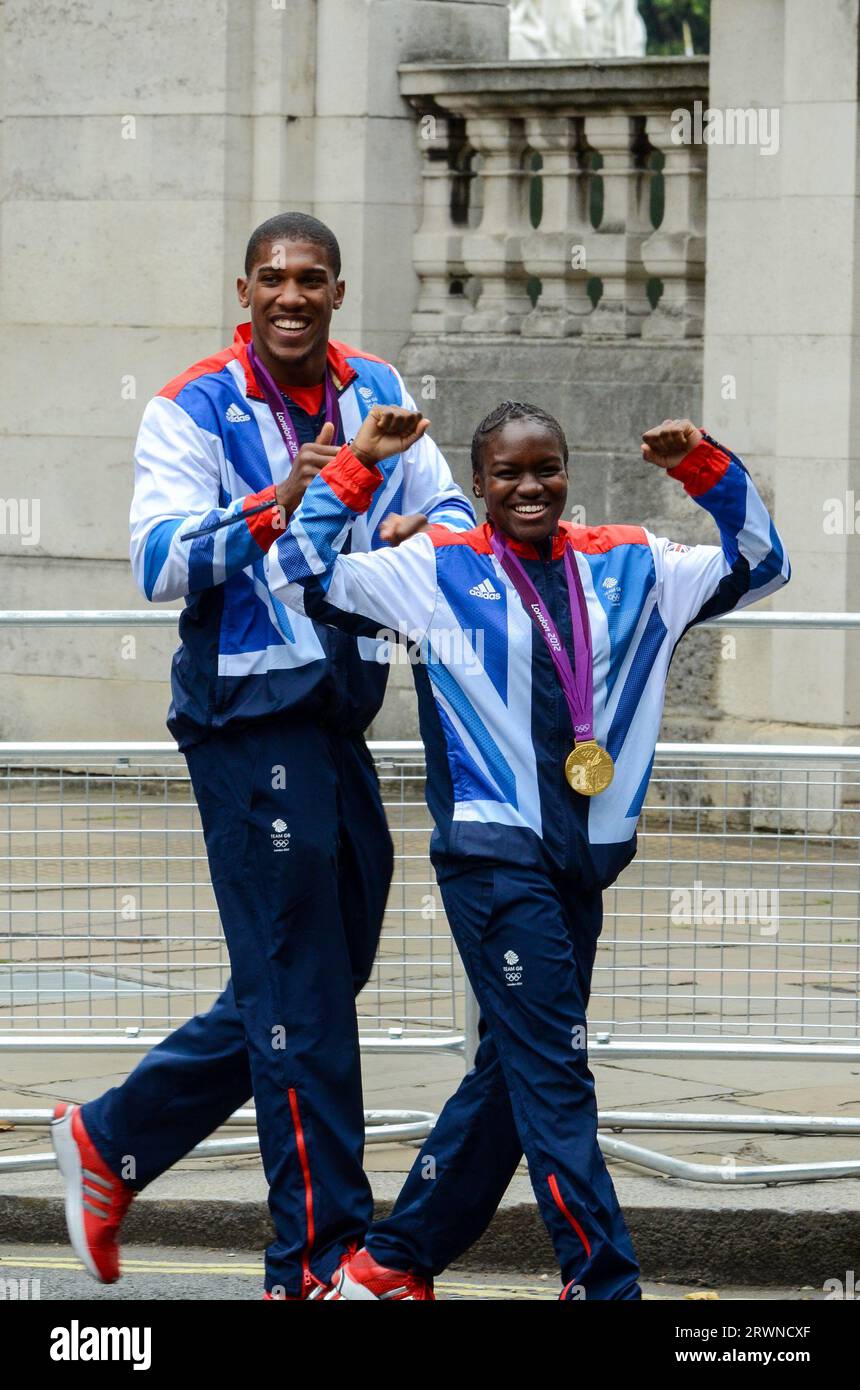 Boxers Anthony Joshua and Nicola Adams of Team GB Olympians leaving ...