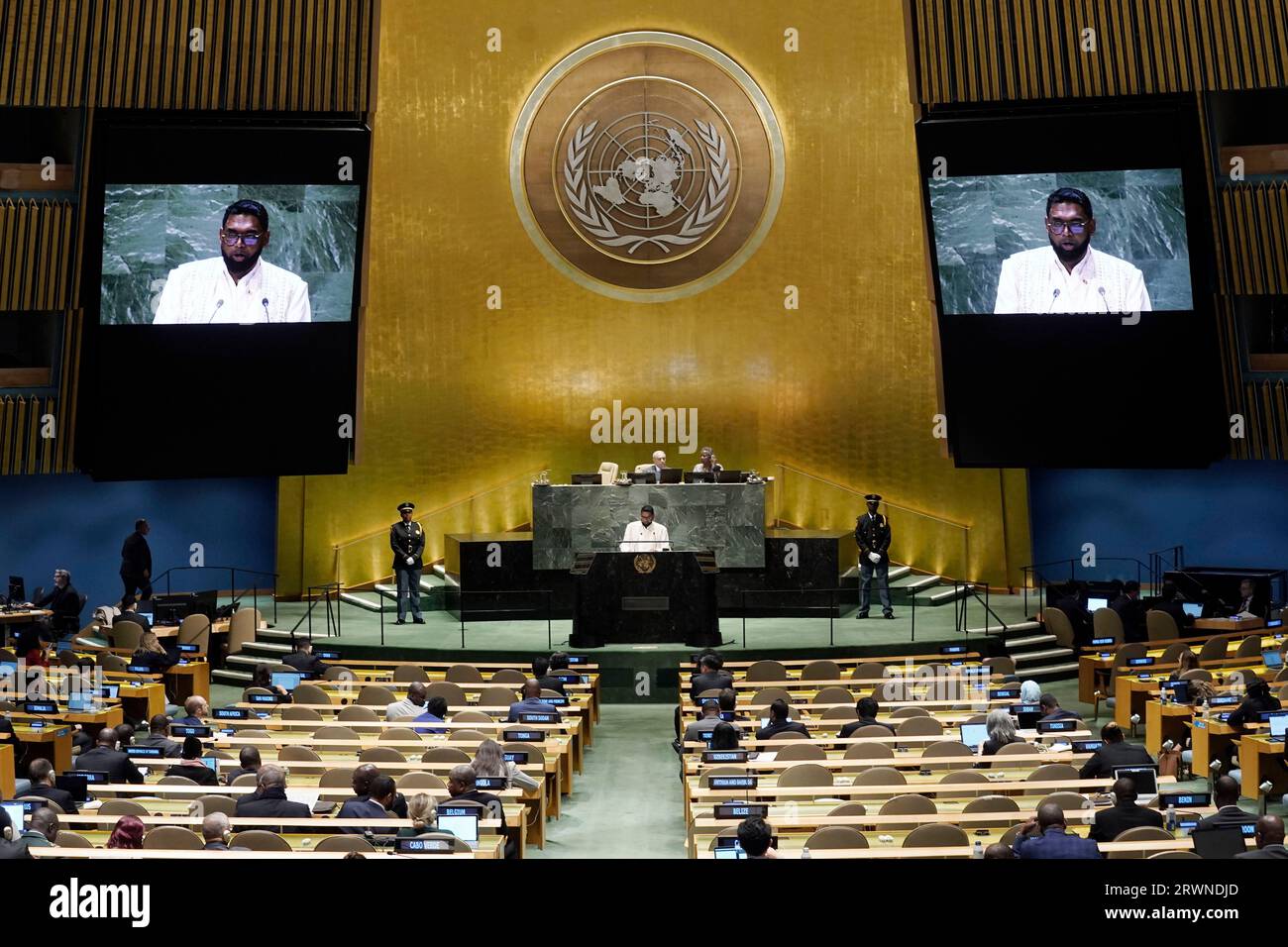 Guyana's President Mohamed Irfaan Ali addresses the 78th session of the ...