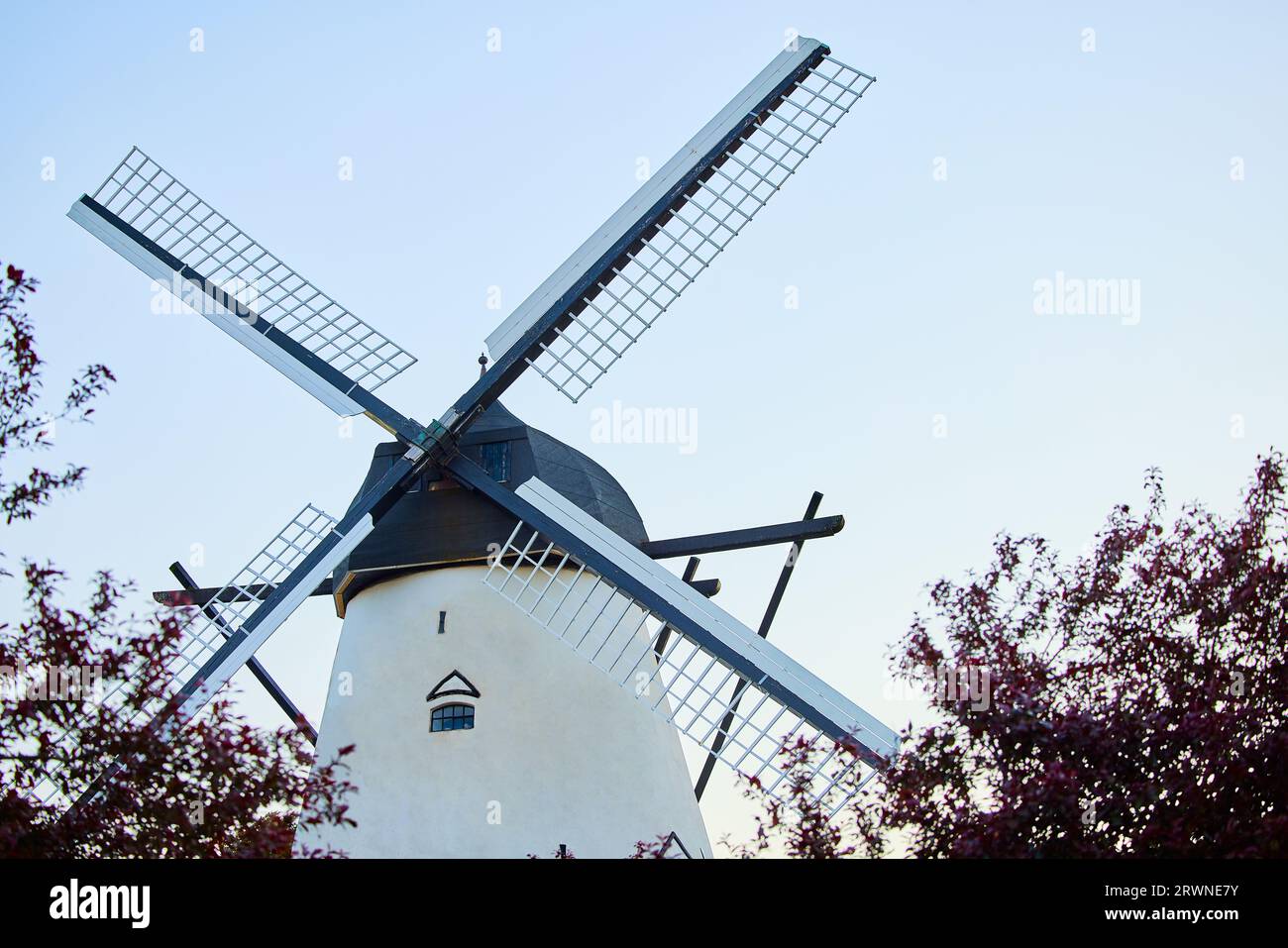 white windmill in denmark Stock Photo - Alamy