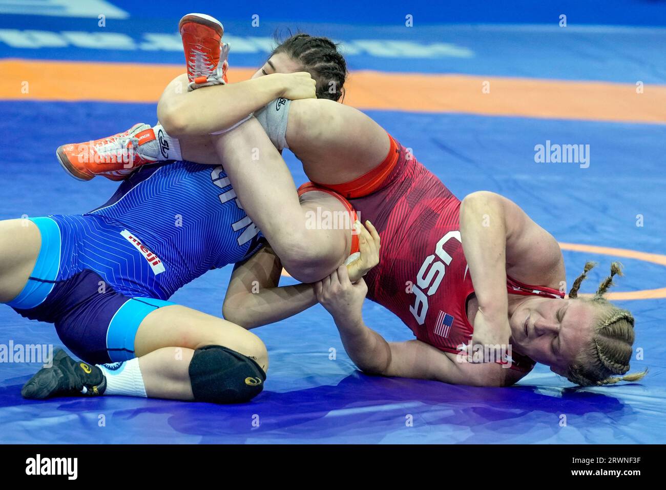 Nonoka Ozaki of Japan, left, and Macey Ellen Kilty of US compete in ...