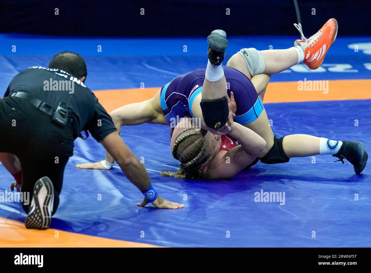 Nonoka Ozaki of Japan, top, and Macey Ellen Kilty of US compete in ...