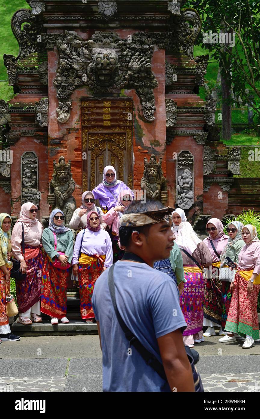 The beautiful Pura Tirta Empul water temple near Ubud, Bali, attracts ...