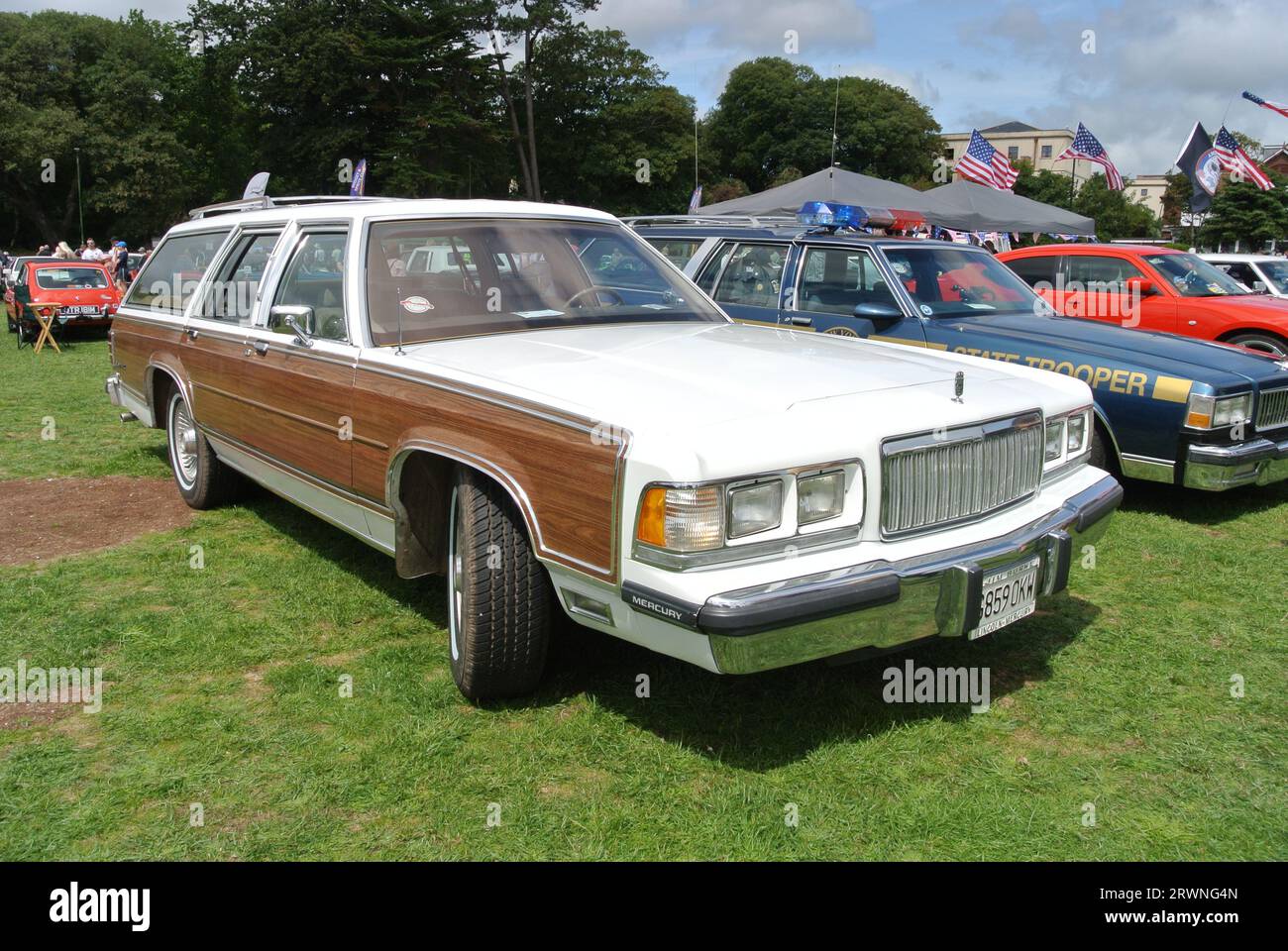 A 1990 Lincoln-Mercury Grand Marquis estate car parked up on display at ...
