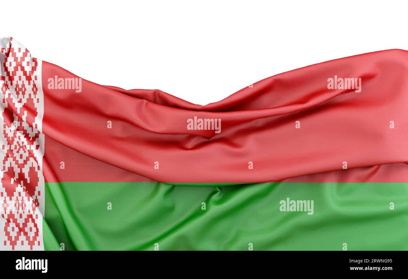 Flag of Belarus isolated on white background with copy space above. 3D rendering Stock Photo - Alamy