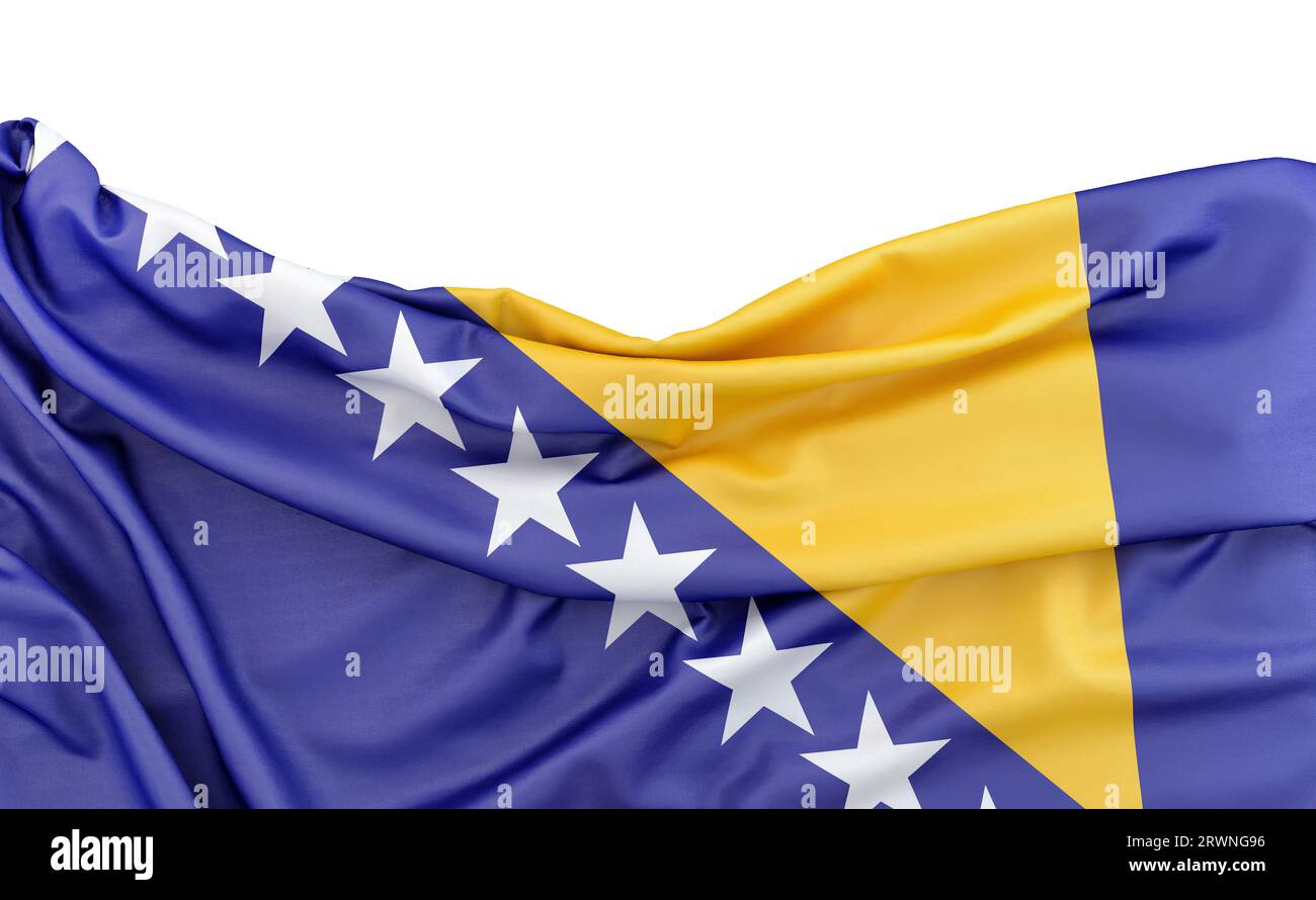 Flag of Bosnia and Herzegovina isolated on white background with copy ...