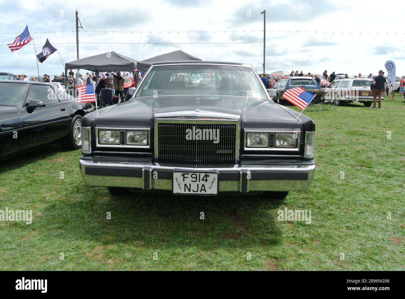 A 1989 Lincoln Town Car parked on display at the English Riviera ...
