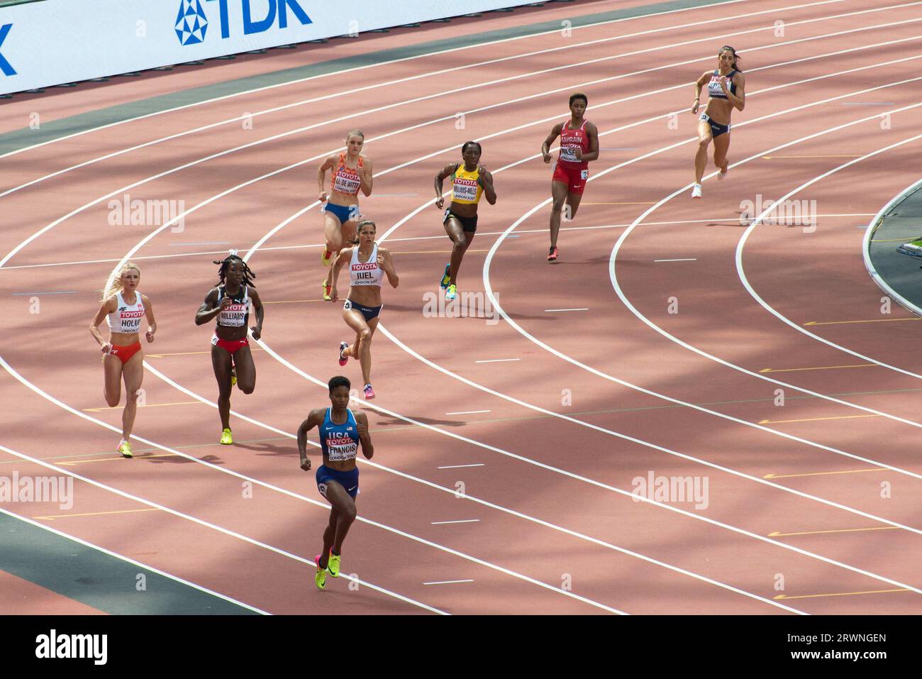 Female track athletes at the London 2017 World Championships Stock ...
