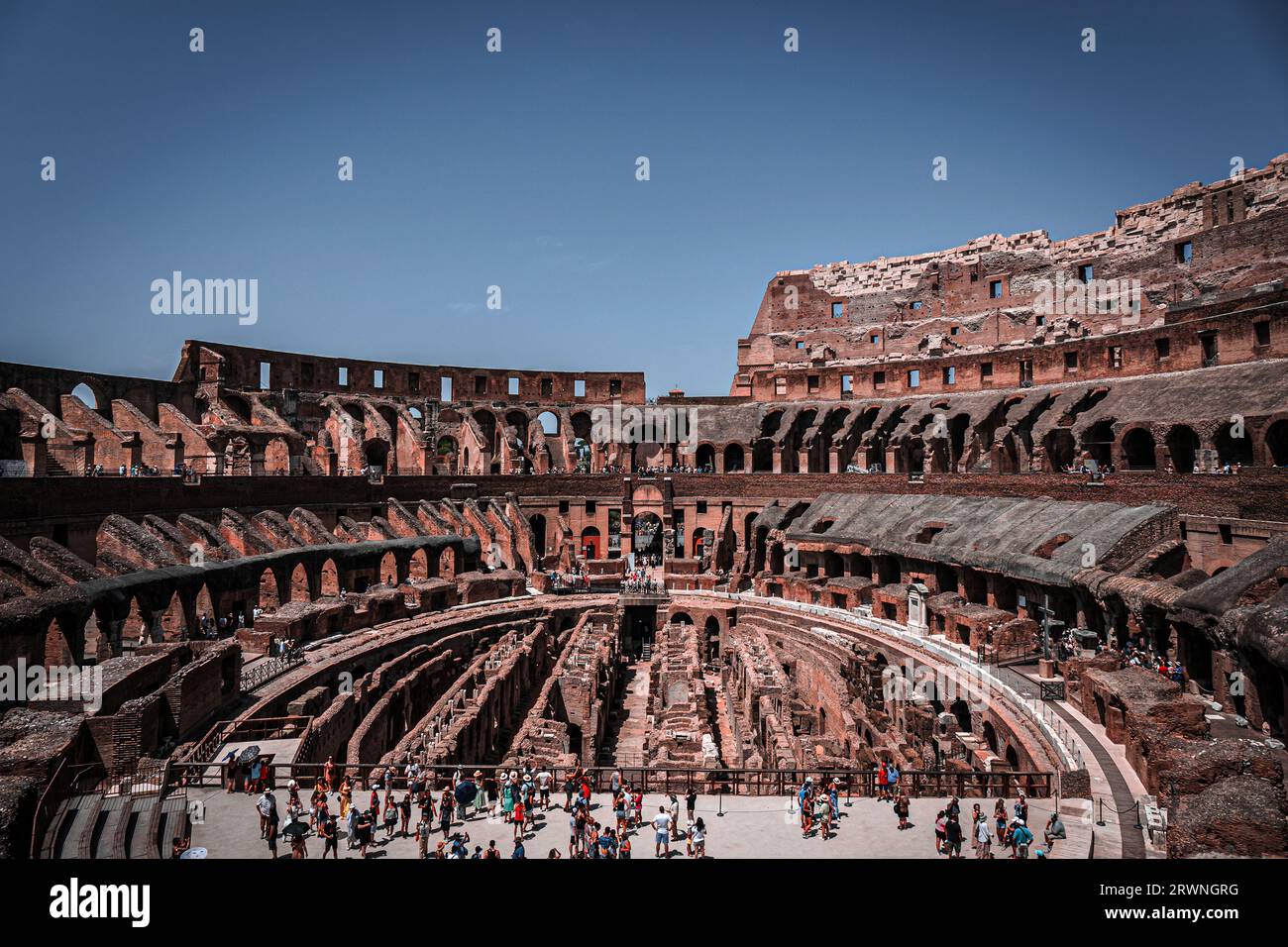 Interior view of an ancient amphitheater of the Colosseum, in Rome ...